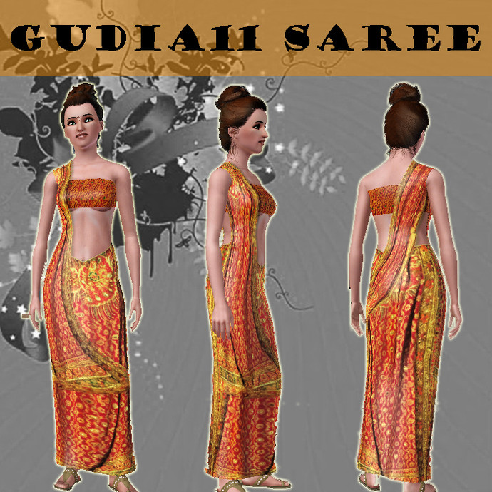 The Sims Resource | Gudia11 Saree with a modern twist.