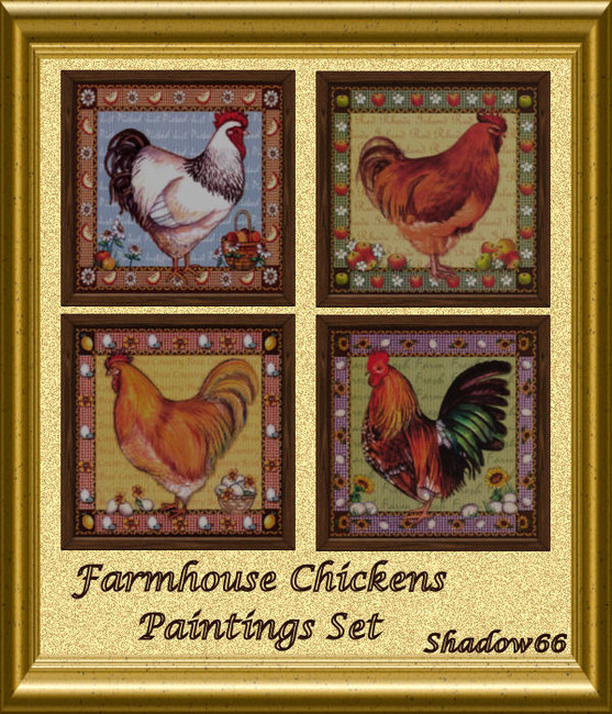 The Sims Resource - S66 - Farmhouse Chicken Paintings Set