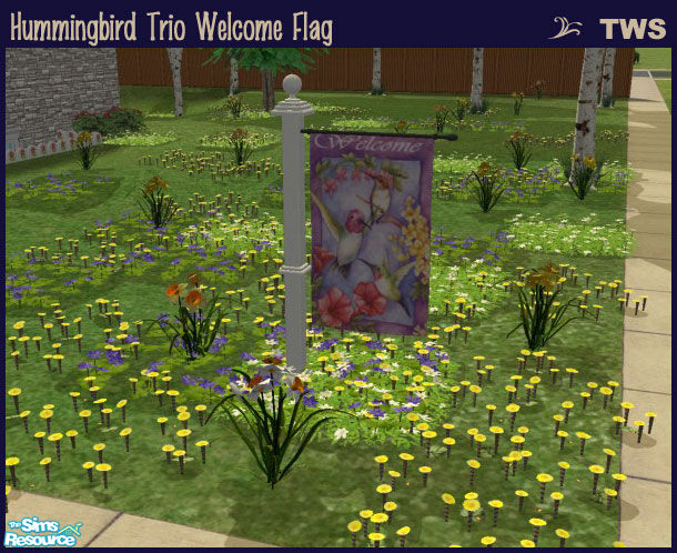 The Sims Resource - Hummingbird Trio Welcome Flag