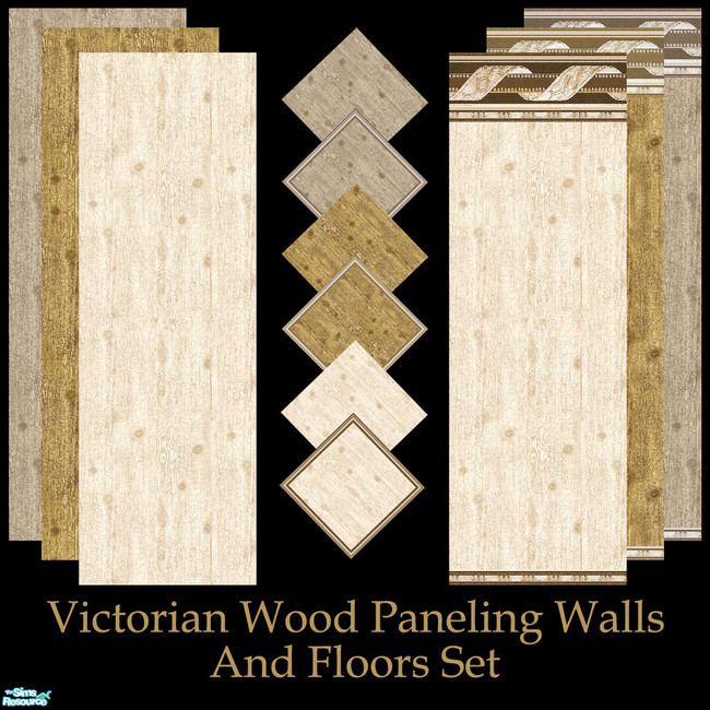 The Sims Resource - Victorian Wood Paneling W/F Set