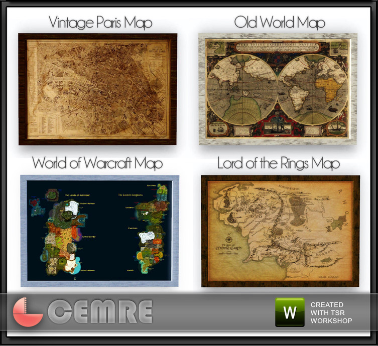 The Sims Resource | Mojito Home Collection Vintage Paris Map