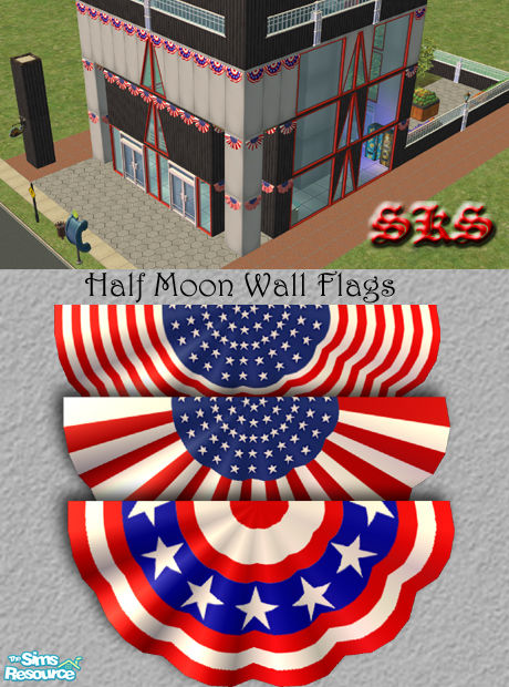 The Sims Resource | American Patriotic set - Draped Half-Moon Wall Flag