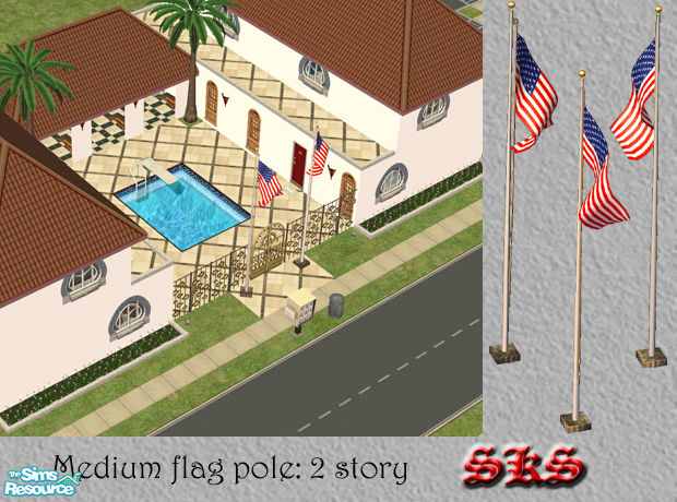The Sims Resource | American Patriotic set - Medium Permanent Pole Flag
