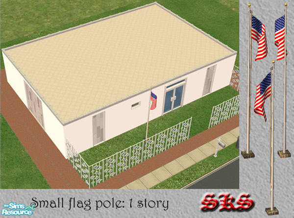 The Sims Resource | American Patriotic set - Small Permanent Pole Flag