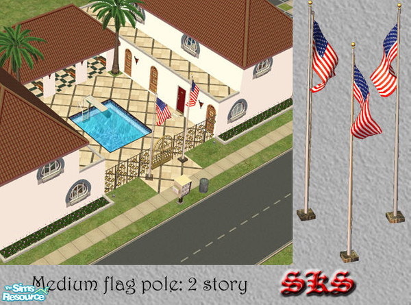 The Sims Resource | American Patriotic set - Medium Permanent Pole Flag