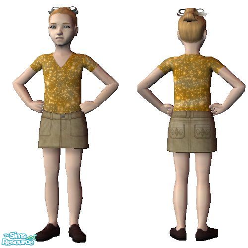 The Sims Resource | Yellow glitter t-shirt