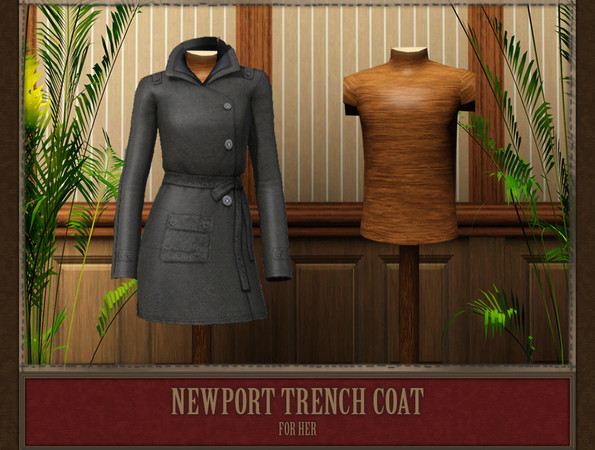 The Sims Resource | Newport Trench Coat For Her