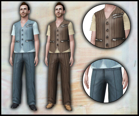 The Sims Resource | Men's Zipper Vest Outfit