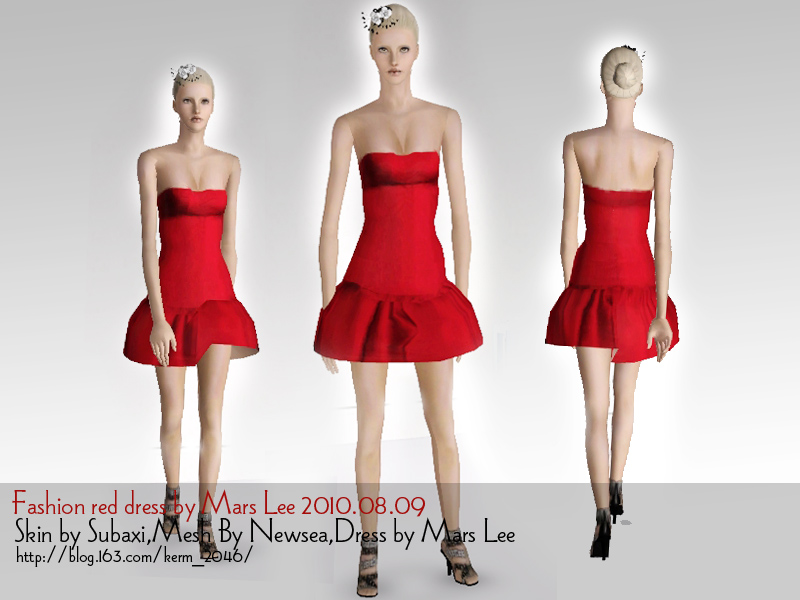 The Sims Resource | FASHION RED DRESS BY MARS LEE