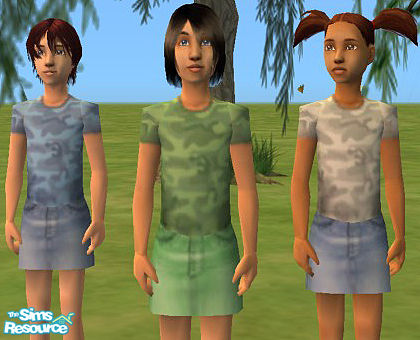 The Sims Resource - Girls Camo T-Shirts