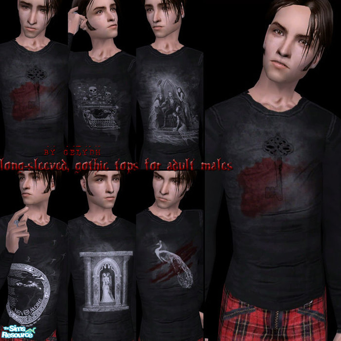 The Sims Resource - Gothic Tops for Adult Males