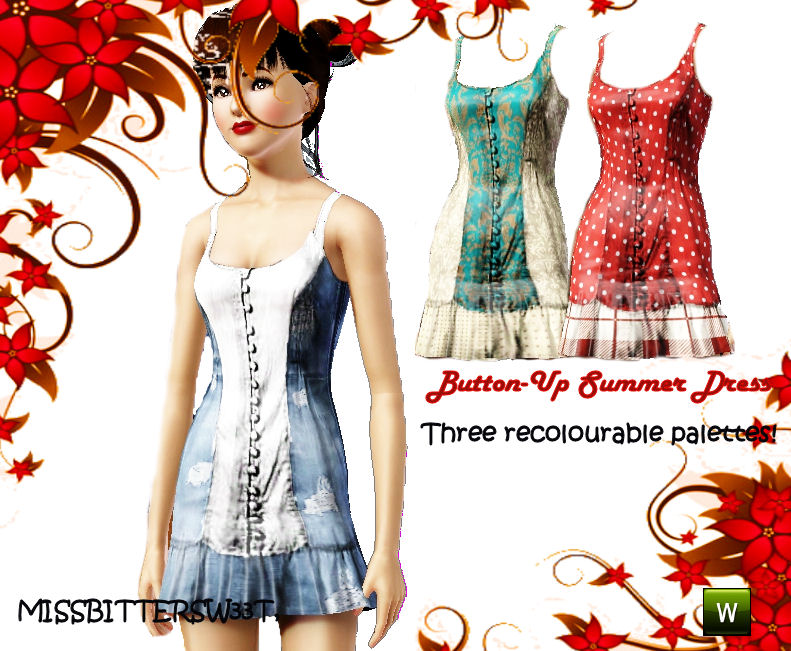 The Sims Resource | Button-Up Summer Dress