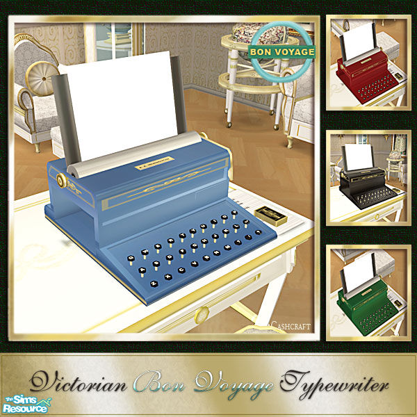 The Sims Resource | Bon Voyage Victorian Typewriter - Blue