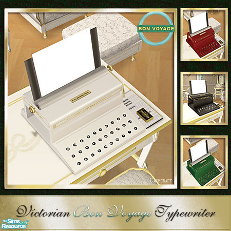 The Sims Resource - Bon Voyage Victorian Typewriter - White