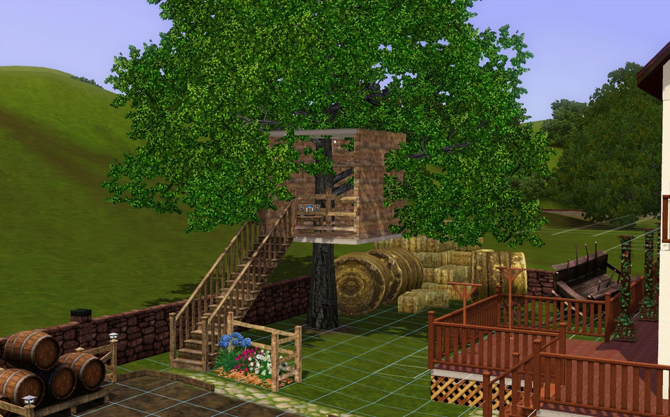 The Sims Resource - Farm with tree house and usable attic
