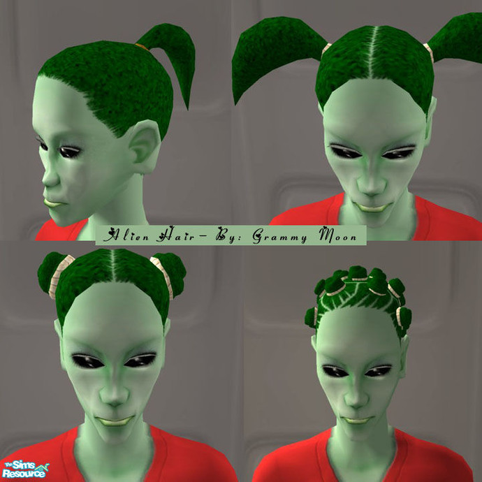 The Sims Resource | Female Alien Green Hair