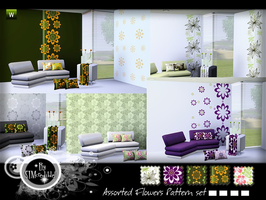 The Sims Resource - Assorted Flowers Patterns by SIMcredible