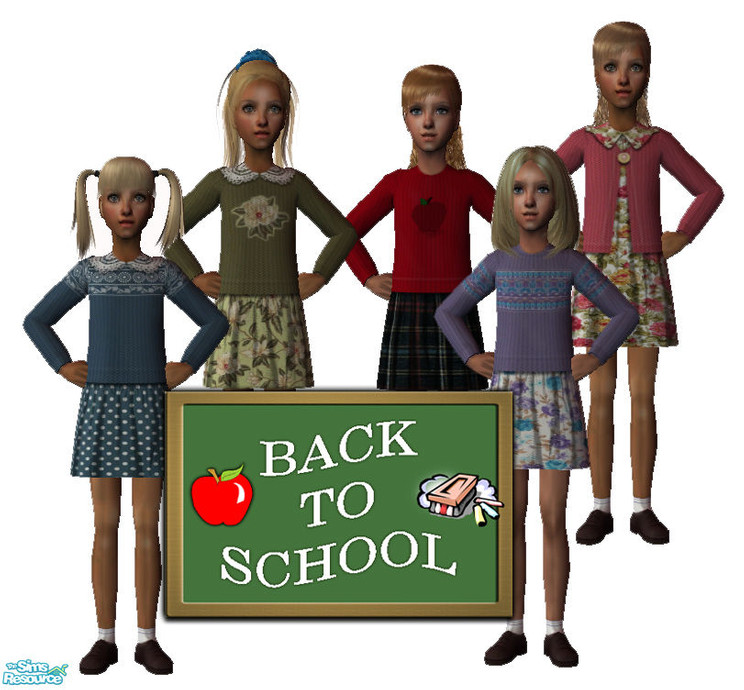 The Sims Resource | Back to School skirts and Sweaters