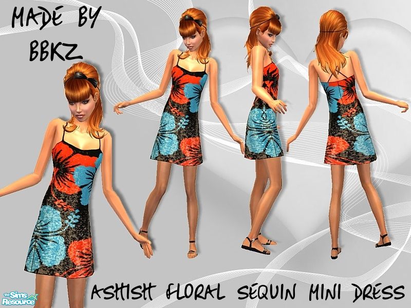 The Sims Resource | ASHISH Floral Sequin Mini Dress