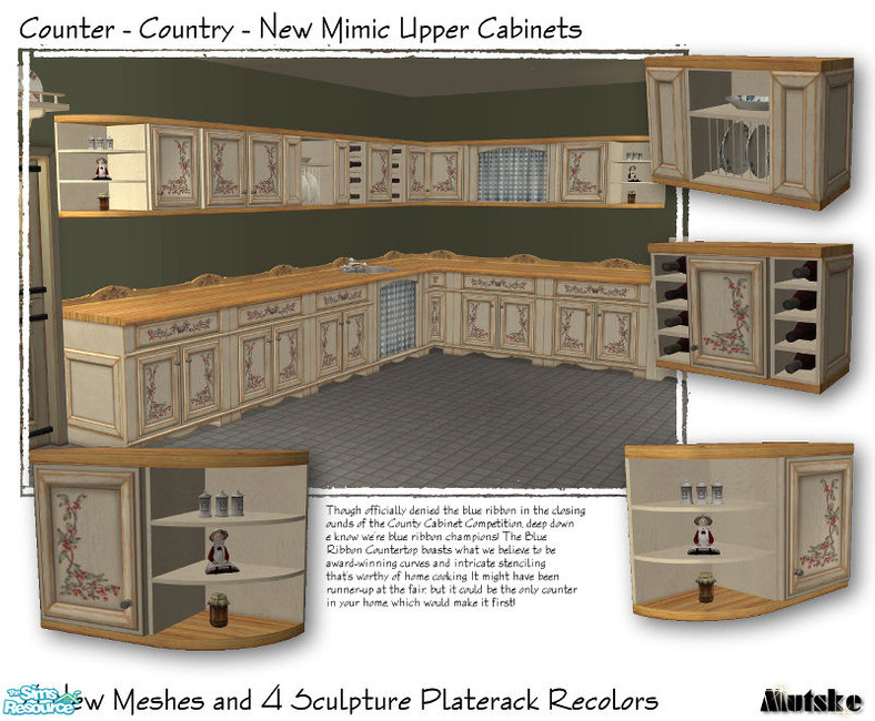 The Sims Resource - Country Upper Cabinets Extra
