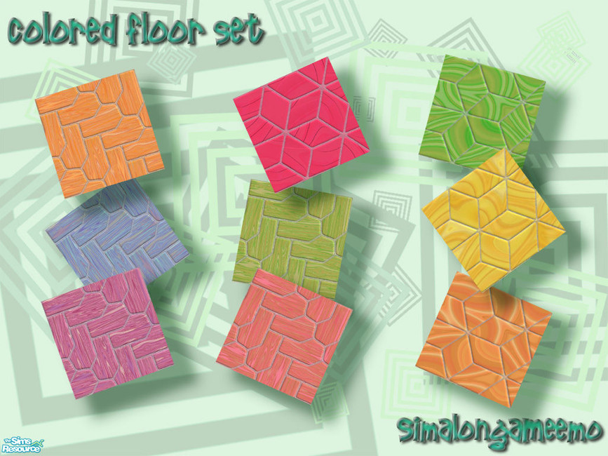 The Sims Resource - Set of Nine Coloured Floors
