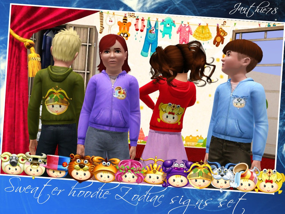 The Sims Resource | Sweater hoodies Zodiac sign set
