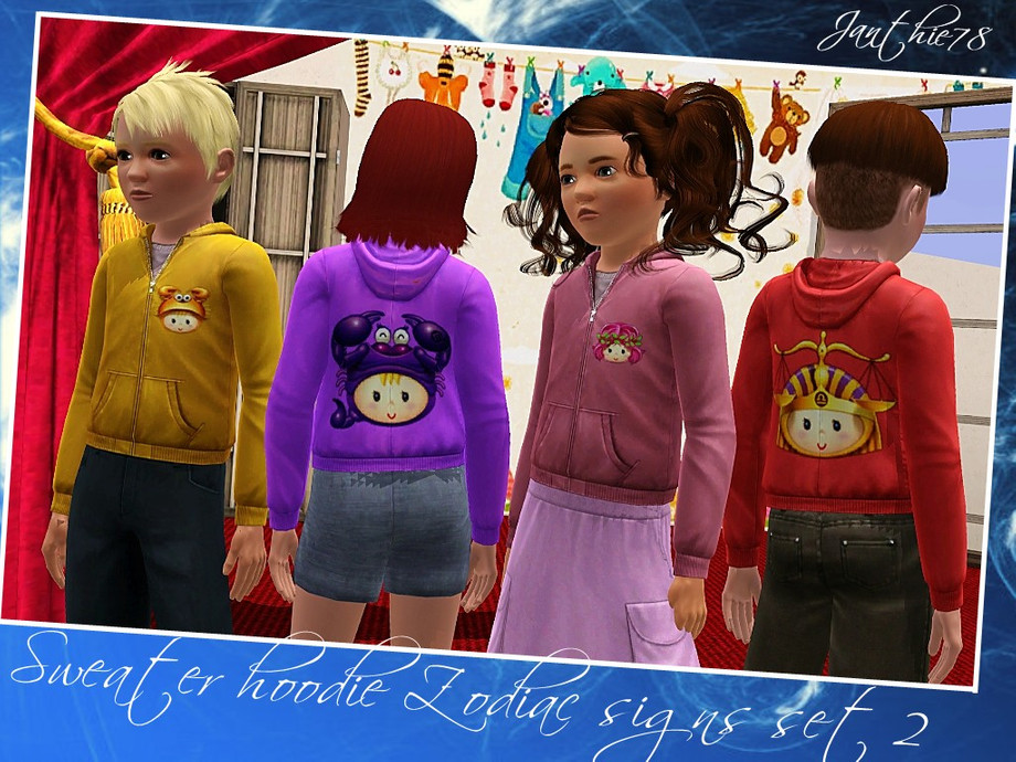 The Sims Resource - Sweater Hoodie Zodiac sign Set 2