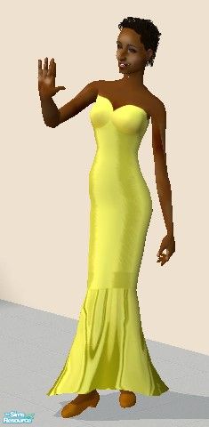 The Sims Resource - JD trumpet gown - Gold