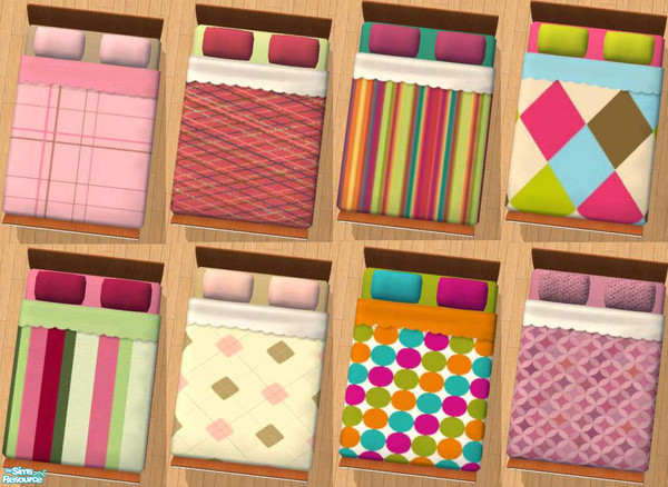 The Sims Resource | Colorful Bedding Set