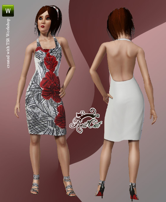 The Sims Resource | Red Flower Dress