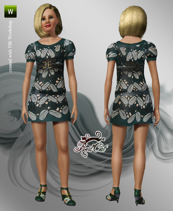 The Sims Resource | Green Dress with Belt