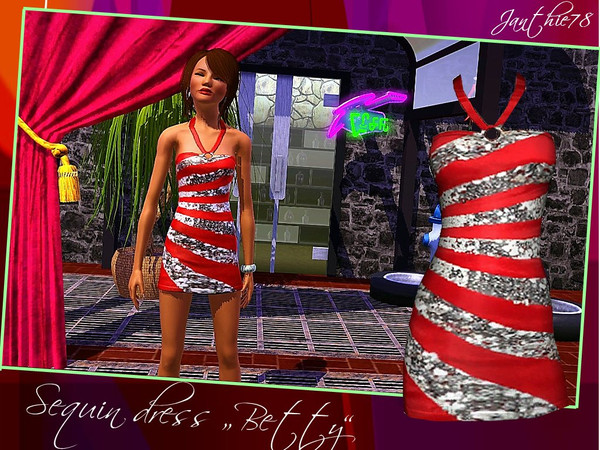 The Sims Resource | Red sequin dress Betty