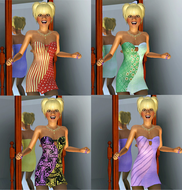 The Sims Resource - Multicoloured Party Dress - By Luckyoyo.