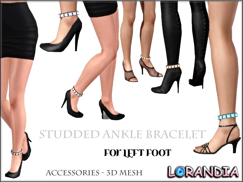 The Sims Resource | Studded Ankle Bracelet for left foot