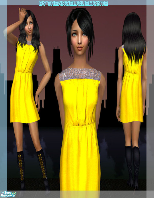 The Sims Resource | Cool casuals - Yellow dress with boots