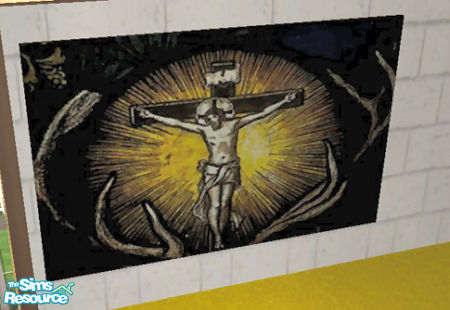 The Sims Resource | By request-Jesus on cross-dark wood