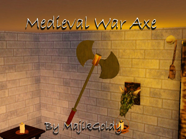 The Sims Resource | MajikGoldys medieval Weapons War Axe Wall decor