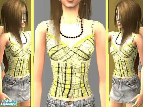 The Sims Resource - Yellow Checked Cami