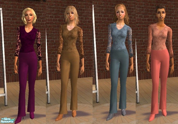 The Sims Resource | JD lace blouse and slack