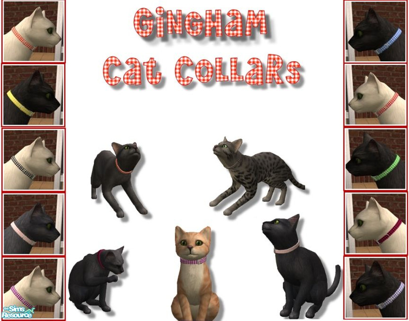 The Sims Resource - Gingham Cat Collars