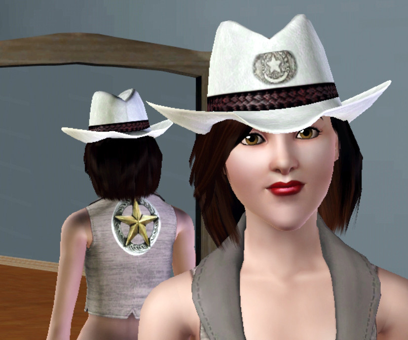 The Sims Resource - Texas Cowboy Hat Med.Hair TLM