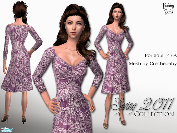 The Sims Resource - Spring Collection 2011: Dusky Rose Dress