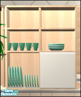 The Sims Resource | Clara Light wood - Wall cupboard with plates