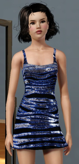 The Sims Resource | Silver Stripe Dress