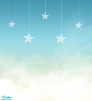 The Sims Resource | Blue & White Wallpaper with Hanging Stars