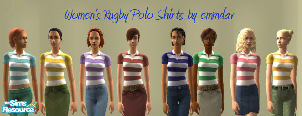 The Sims Resource | Rugby Stripe Polo Shirts