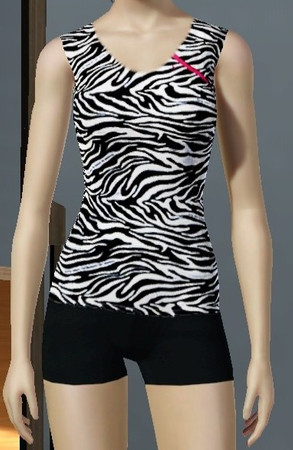 The Sims Resource | Zebra stripe Top with Shorts