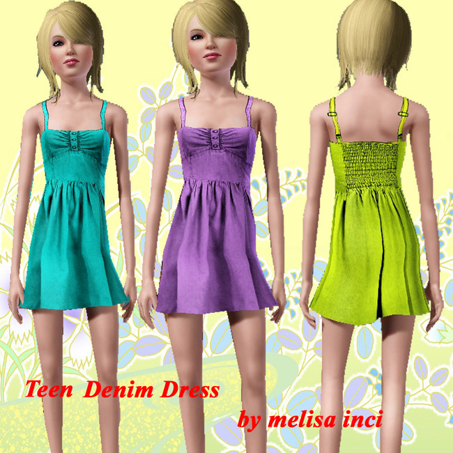 The Sims Resource - Teen Denim Dress