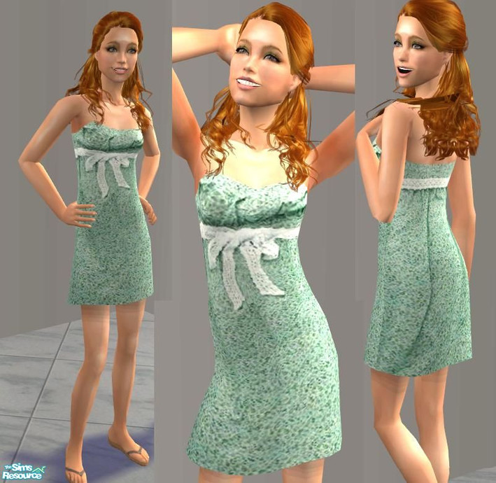 The Sims Resource | French Dress-Mint