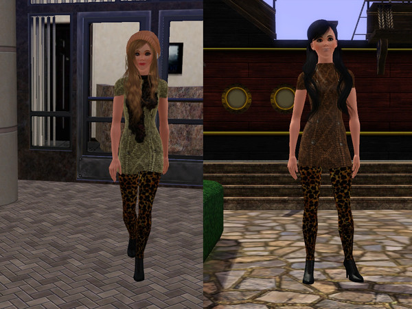 The Sims Resource | Jacket_and_leopard_leggings